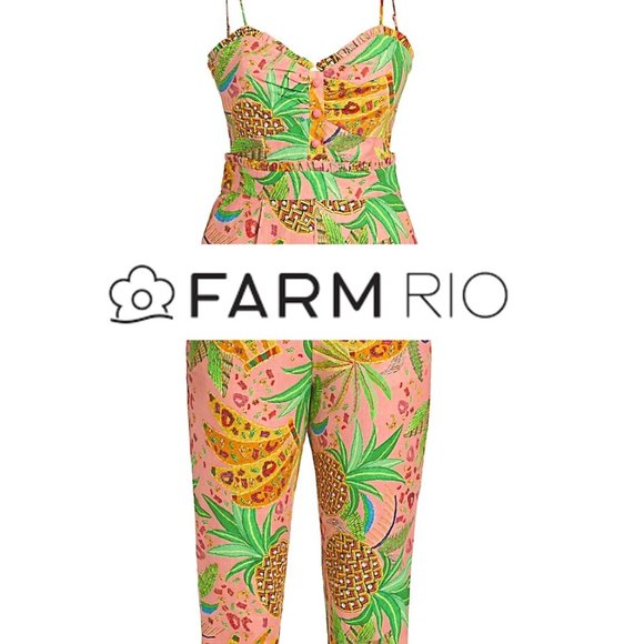 FARM Rio | Pants & Jumpsuits | Farm Rio Pink Pineapple Jumpsuit | Poshmark